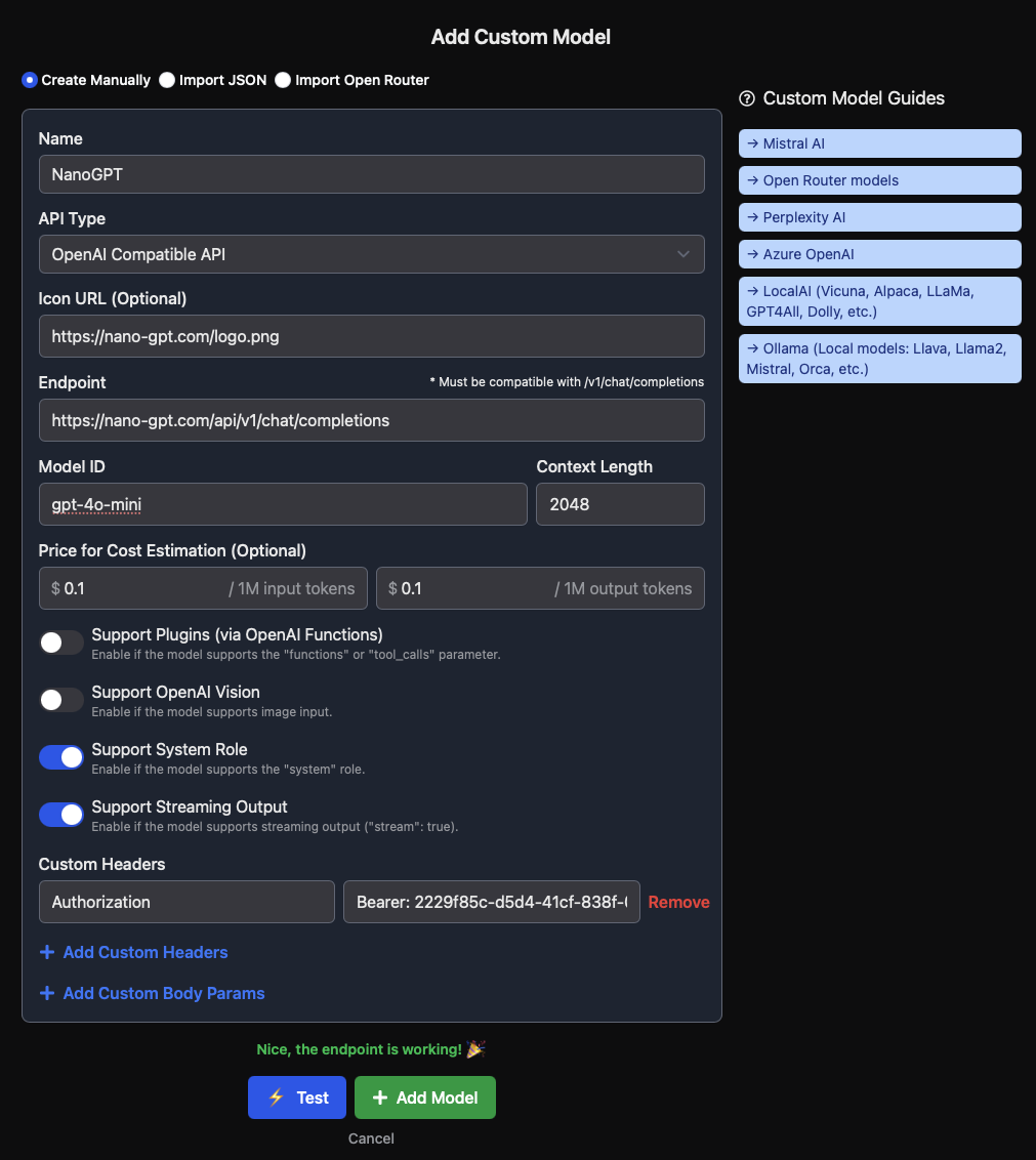 Using TypingMind through NanoGPT to access more models